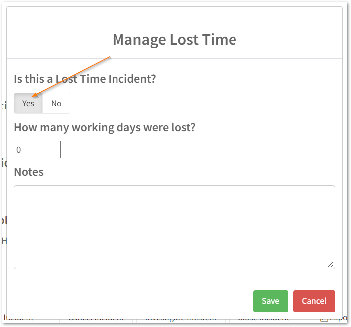 How do I flag an Incident as lost time?