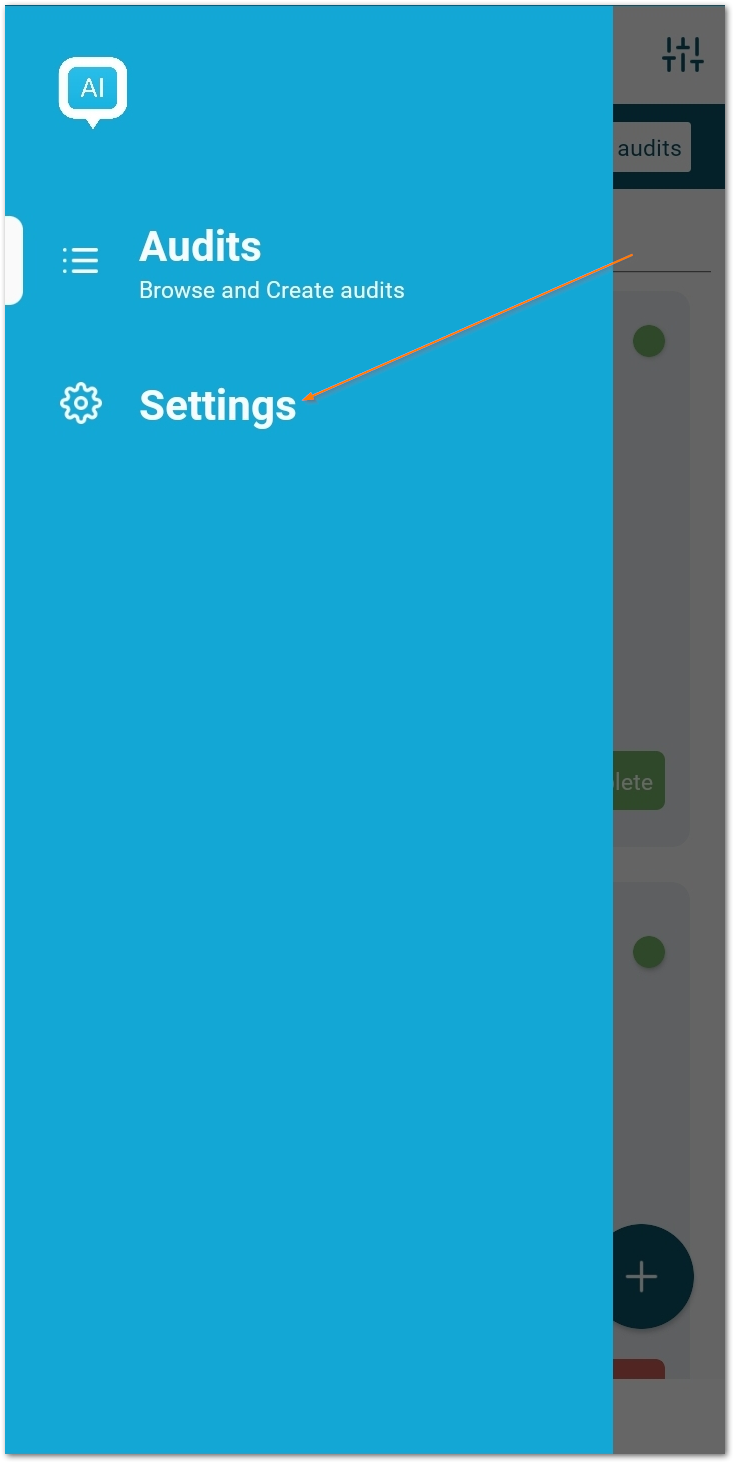 How do I manage my settings on the AI app?